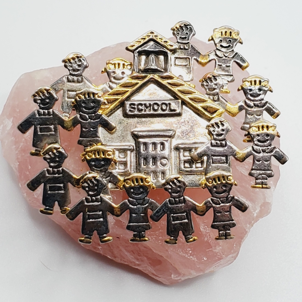 Vintage Signed Best School Kids Brooch Pendant Pin Si… - Gem